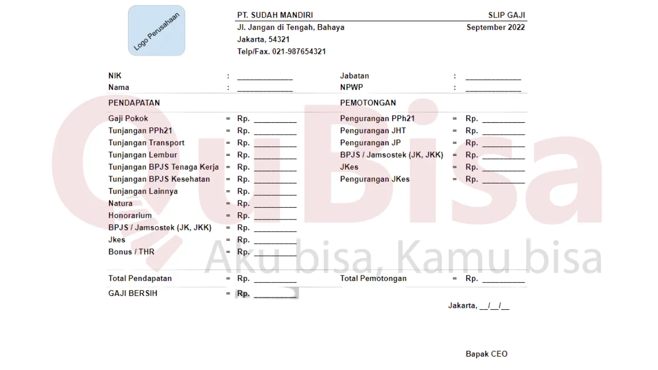 Contoh Slip Gaji Karyawan Beserta Format dan Komponennya Contoh Slip Gaji Karyawan Beserta Format dan Komponennya