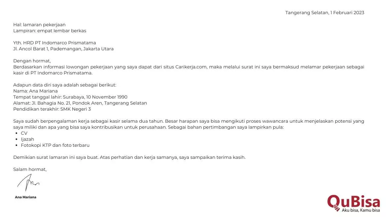 7 Contoh Surat Lamaran Kerja yang Baik dan Benar