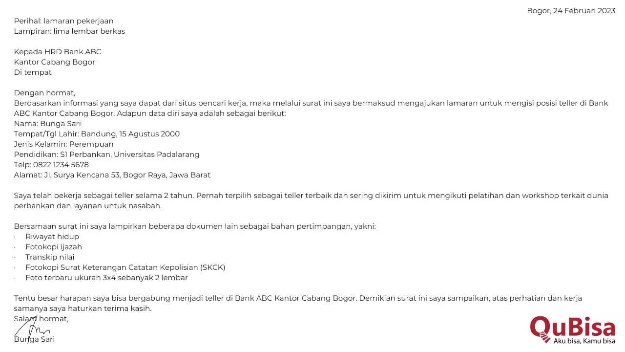 7 Contoh Surat Lamaran Kerja yang Baik dan Benar